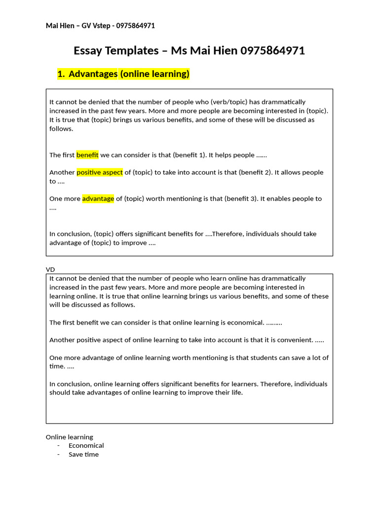 Essay Templates - B2 | PDF