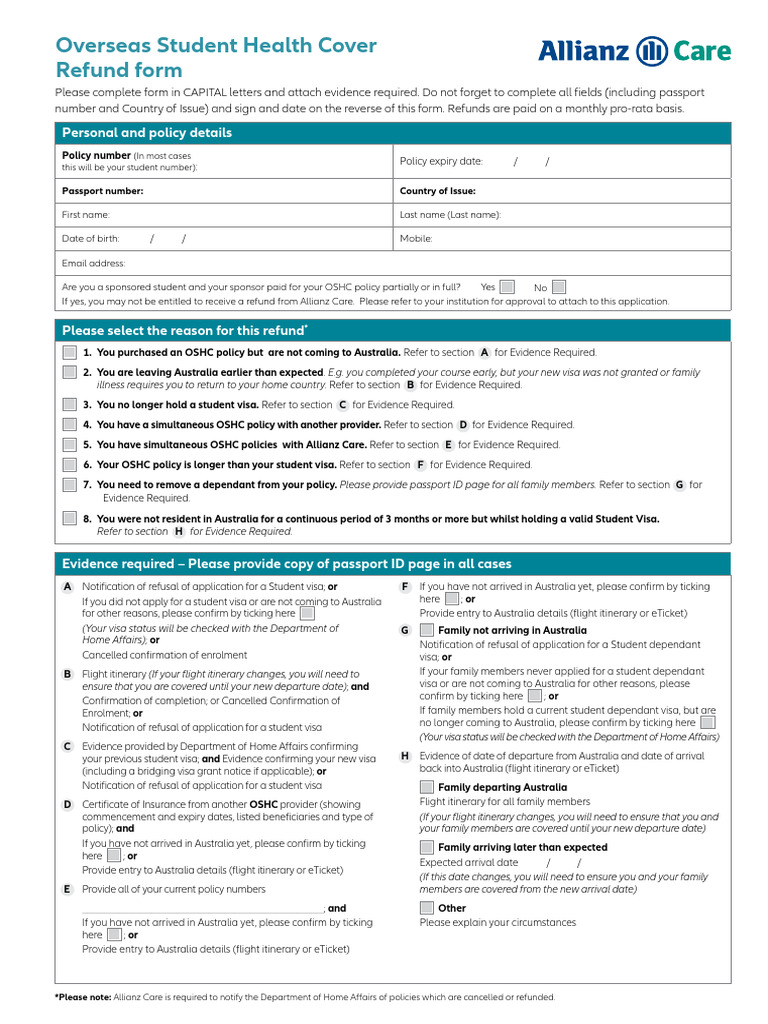 IH 0007 OSHC Refund Form 20220321 | PDF