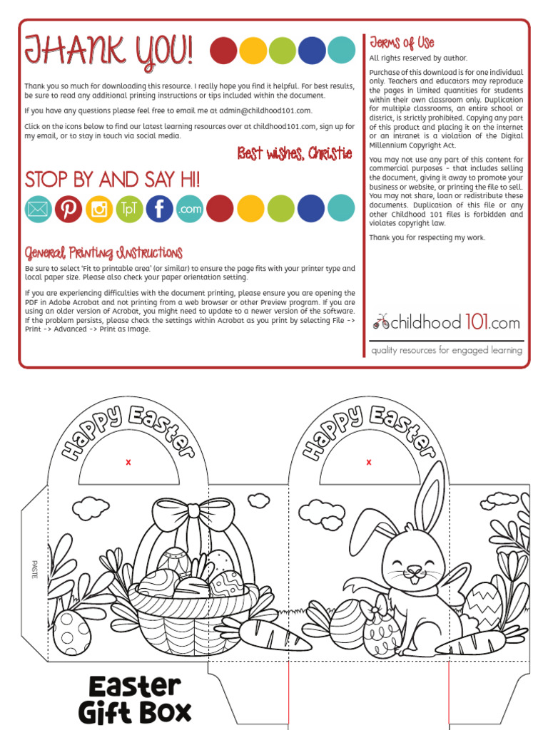 Easter Basket Printable | PDF