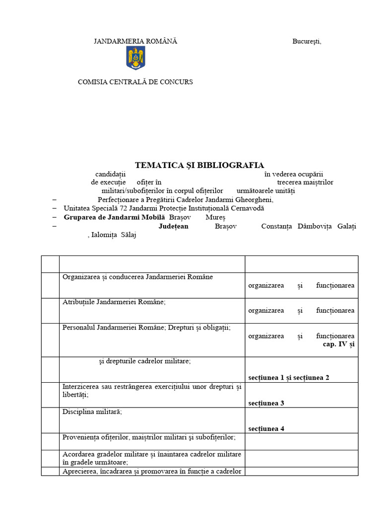 Tematica Si Bibliografia Concurs | PDF