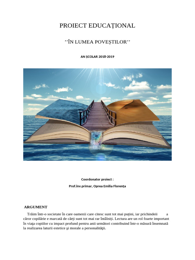 Proiect Educational Lumea Povestilor | PDF