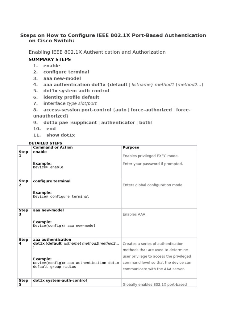 Steps On How To Configure IEEE 802.1x | PDF