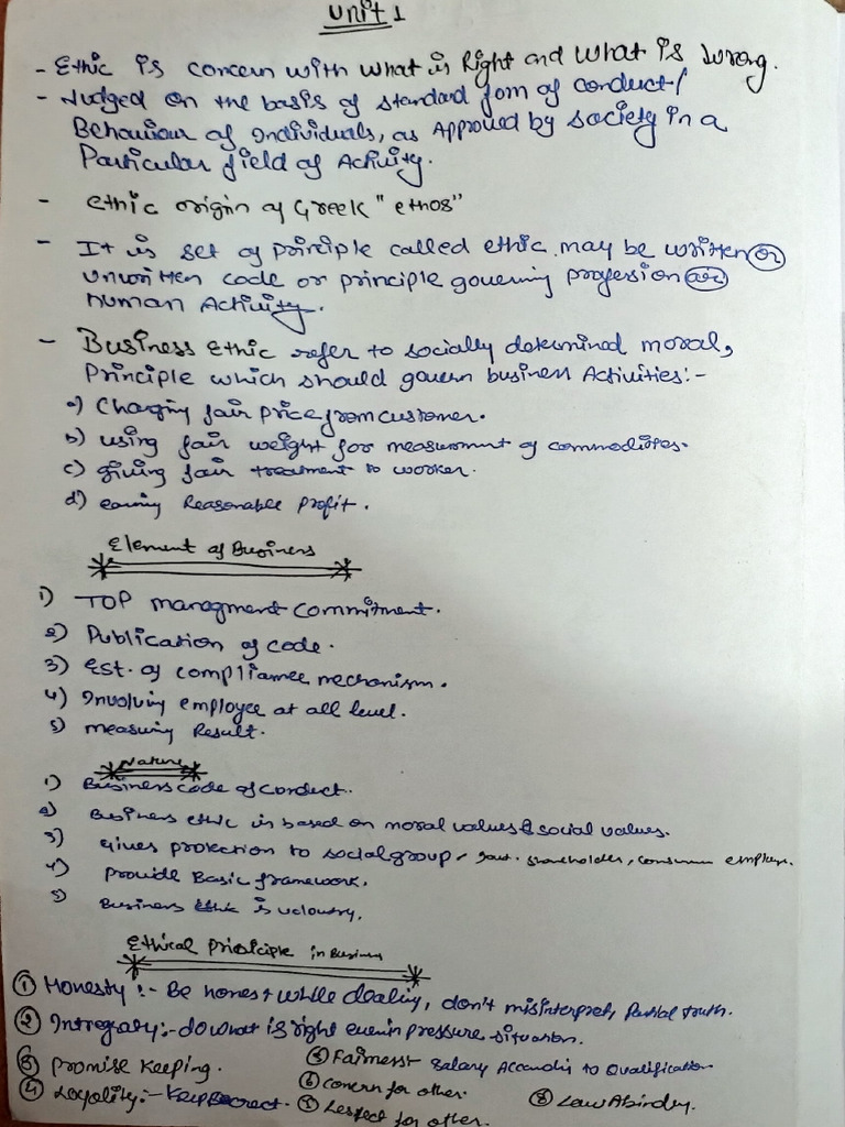Business ethics notes | PDF
