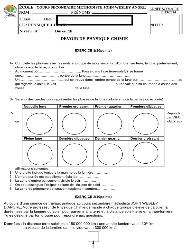 Copie de DEVOIR DE NIVEAU N2 NOVEMBRE | PDF