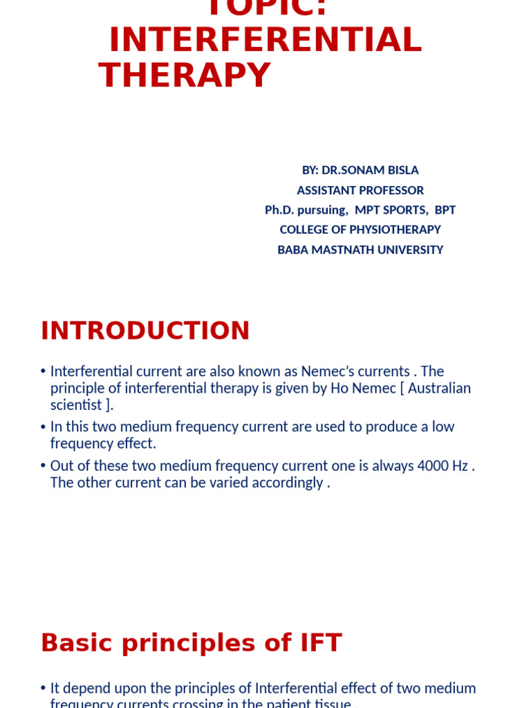 Topic Interferential Therapy 2nd | PDF