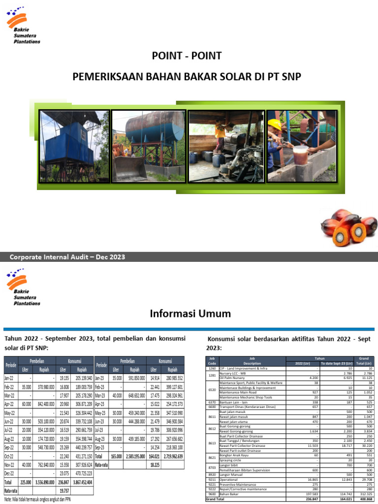 Point - Point Pemeriksaan Solar PT SNP | PDF