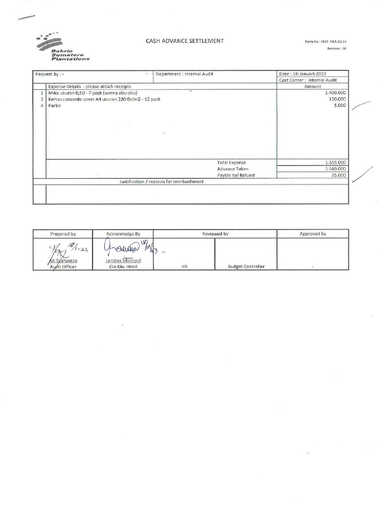 Cash Advance Settlement | PDF