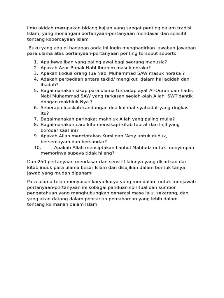 Cover Belakang Aqidah | PDF