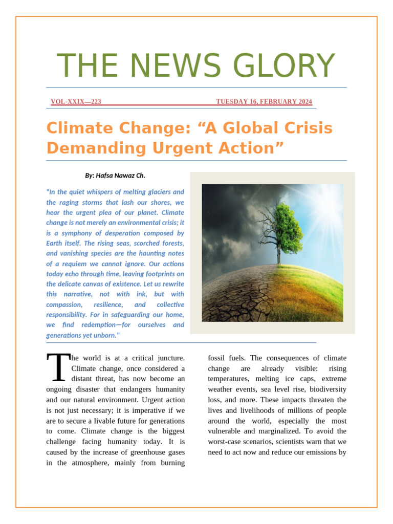 Climate Change Newspaper Article | PDF
