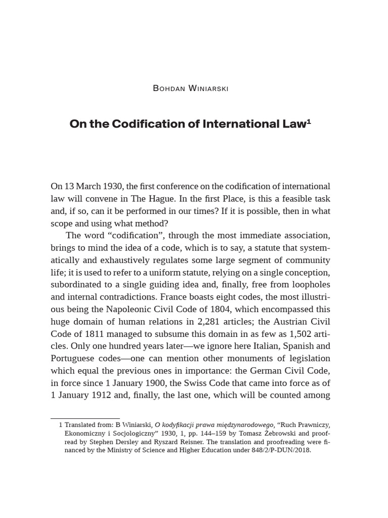 On The Codification of Internationa | PDF