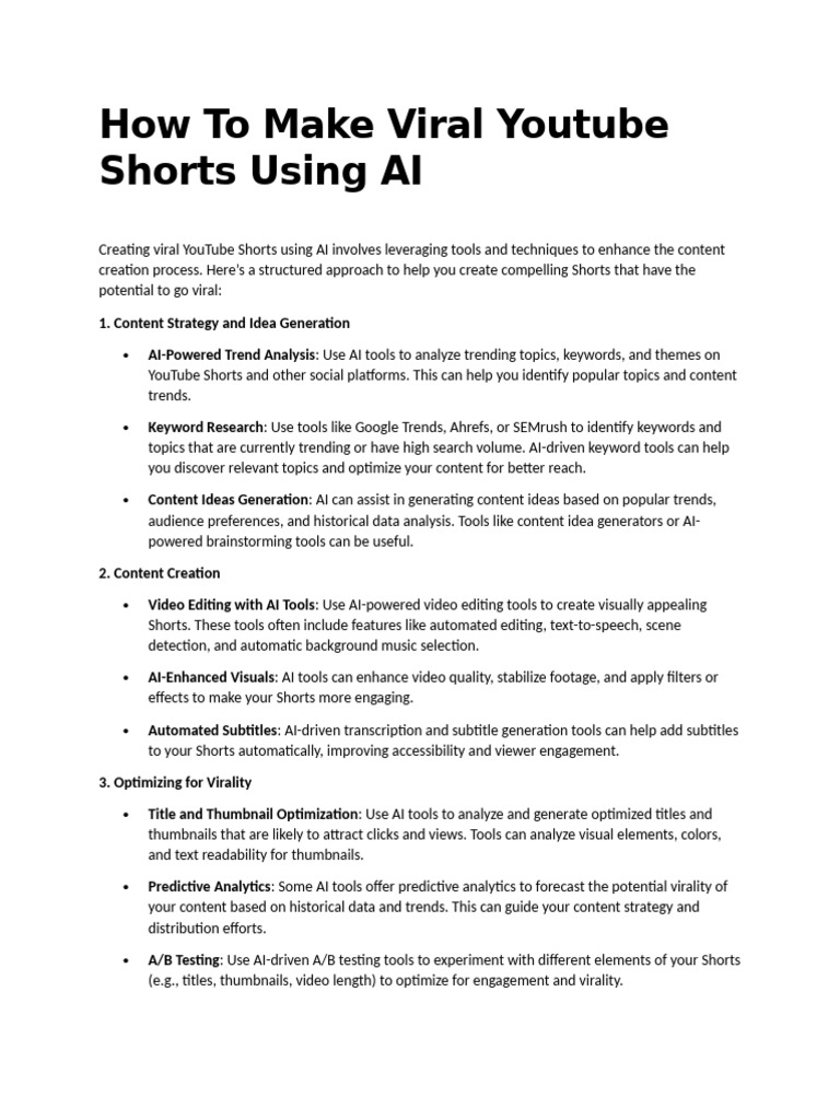 How To Make Viral Youtube Shorts Using AI | PDF How To Make Viral Youtube Shorts Using AI | PDF