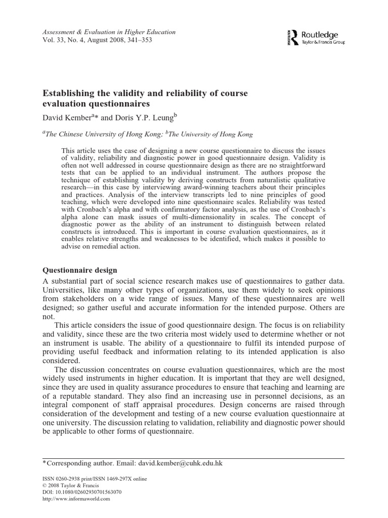 Validity and Reliability9 | PDF