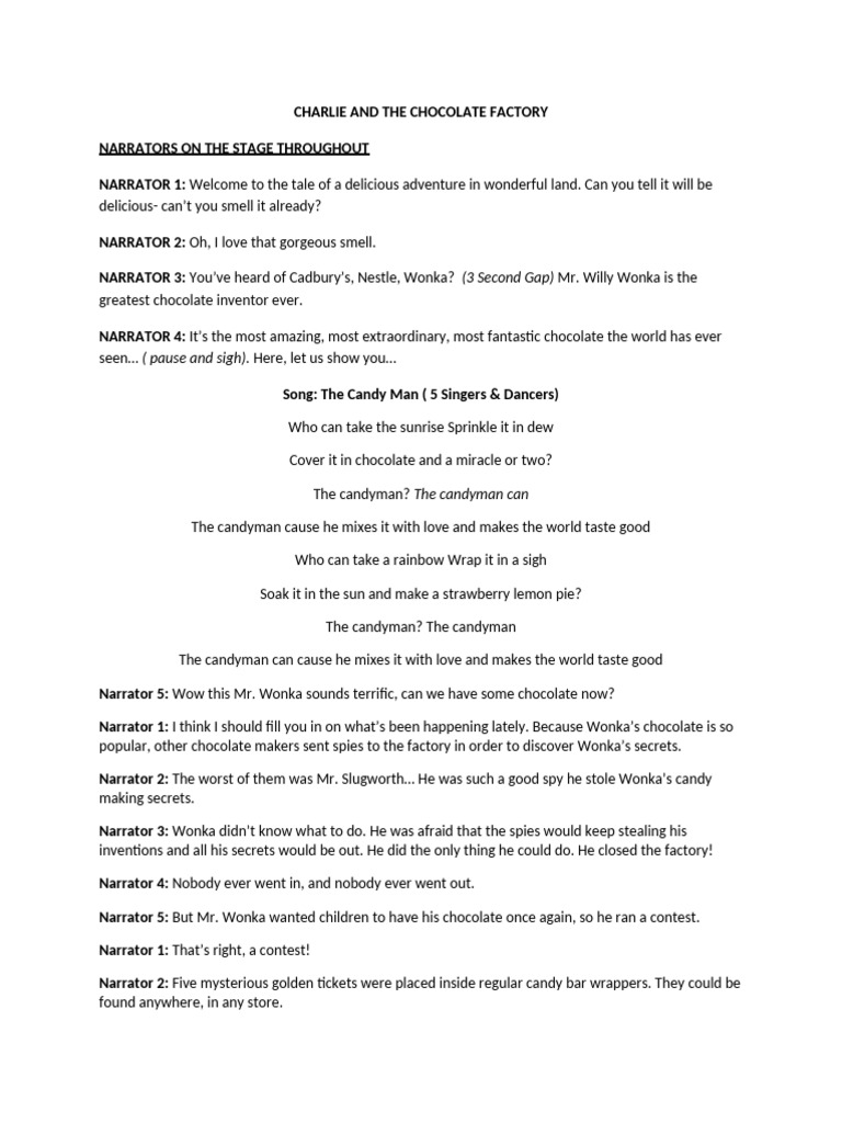 Charlie and the Chocolate Factory Narration | PDF | Chocolate | Art