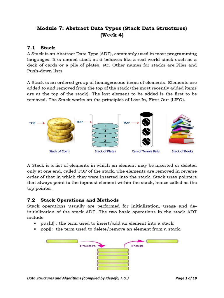 Module 7 Basic Adts Stack Data Structures Pdf 