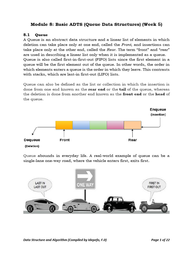 Module 8 - Basic ADTS (Queue Data Structures) | PDF Module 8 - Basic ADTS (Queue Data Structures) | PDF