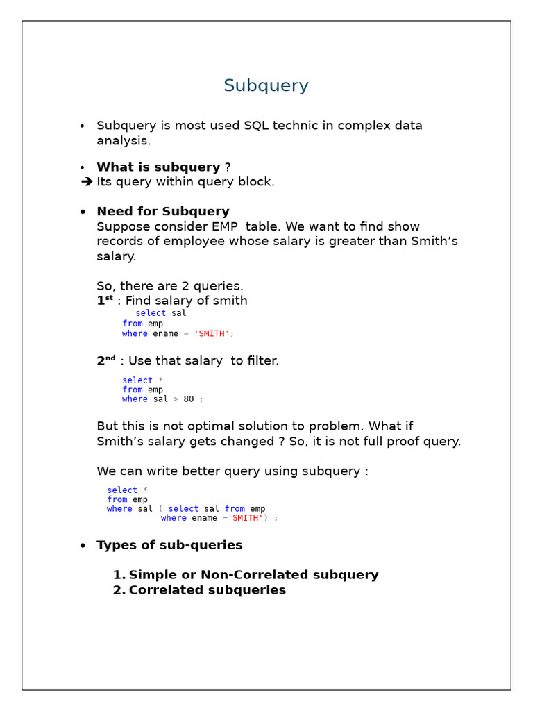 15 Subquery | PDF