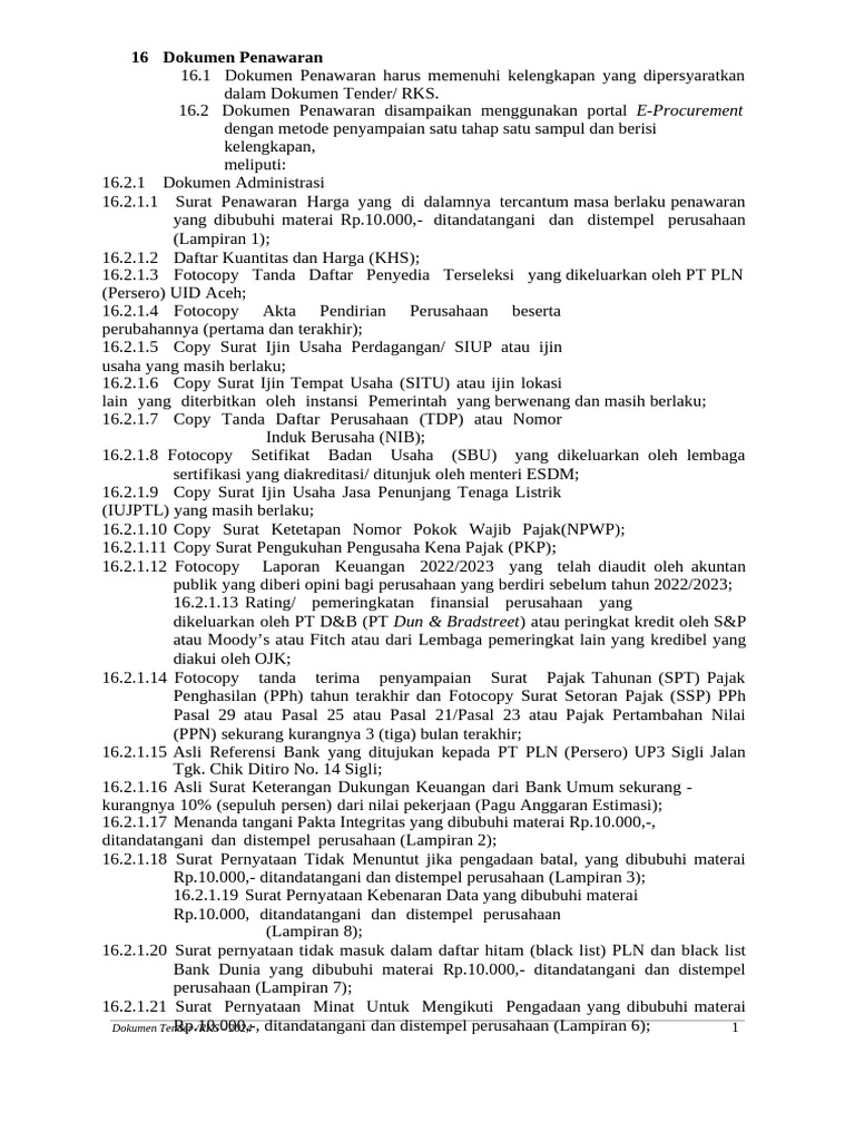 Chek List Kelengkapan Dokumen | PDF