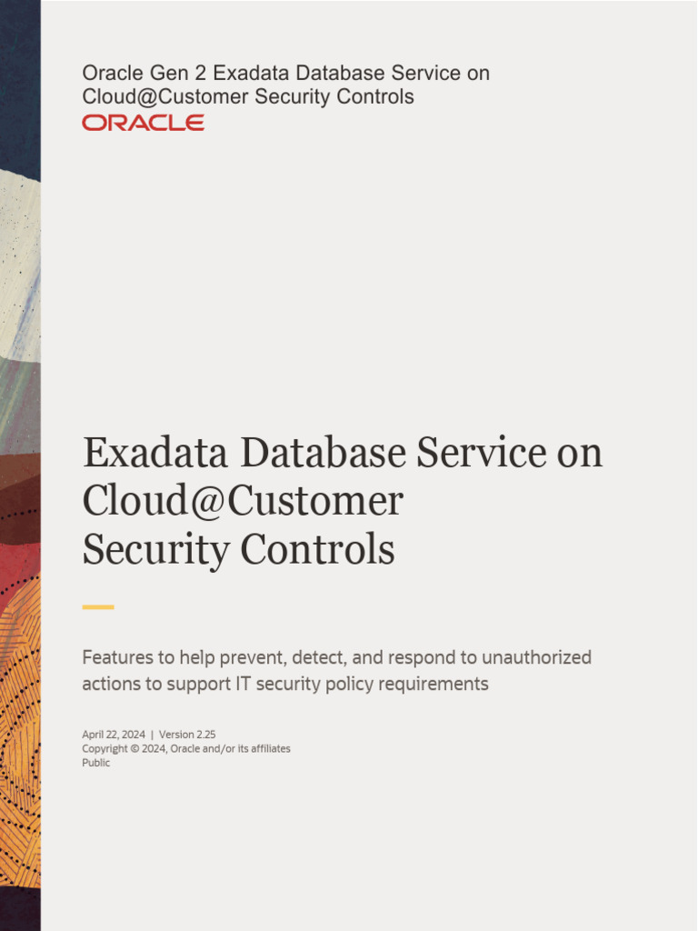 Gen 2 Exadata Cloud at Customer Security Controls | PDF | Computer ...