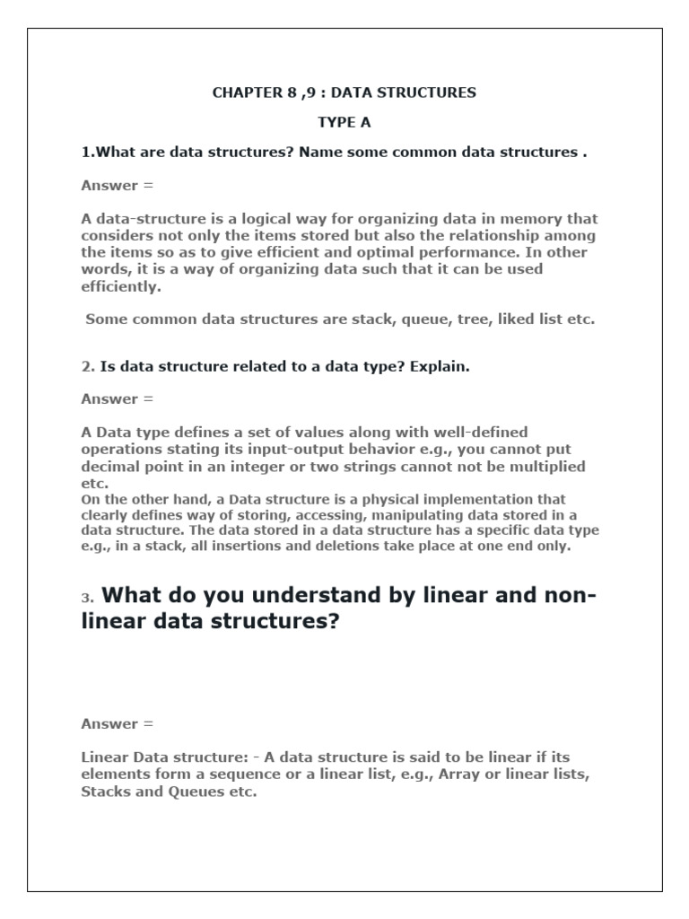 Grade 12 Chapter 8 and 9 Data Structure | PDF