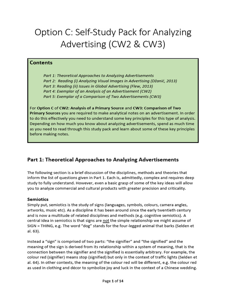 9206 Option C Advertisements Self-Study-Pack 2022-23 | PDF