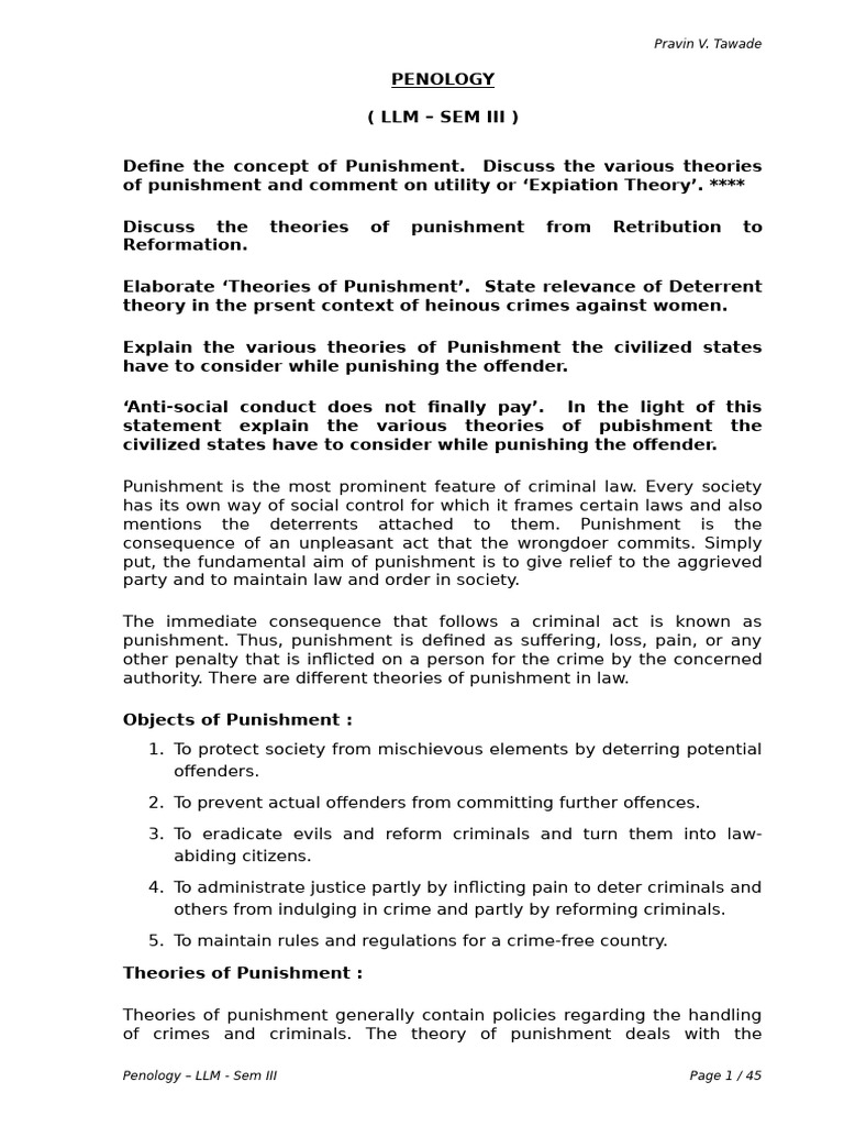 Penology Notes | PDF