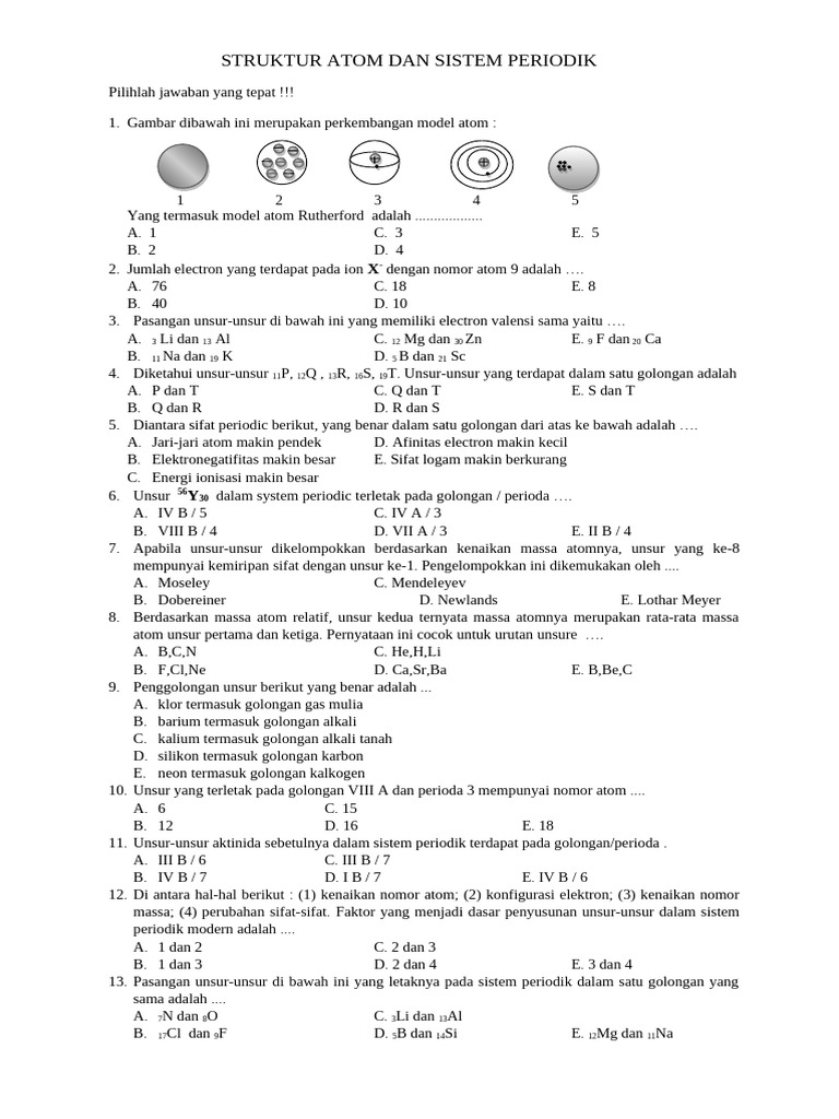 Remidial STRUKTUR ATOM DAN SISTEM PERIODIK | PDF