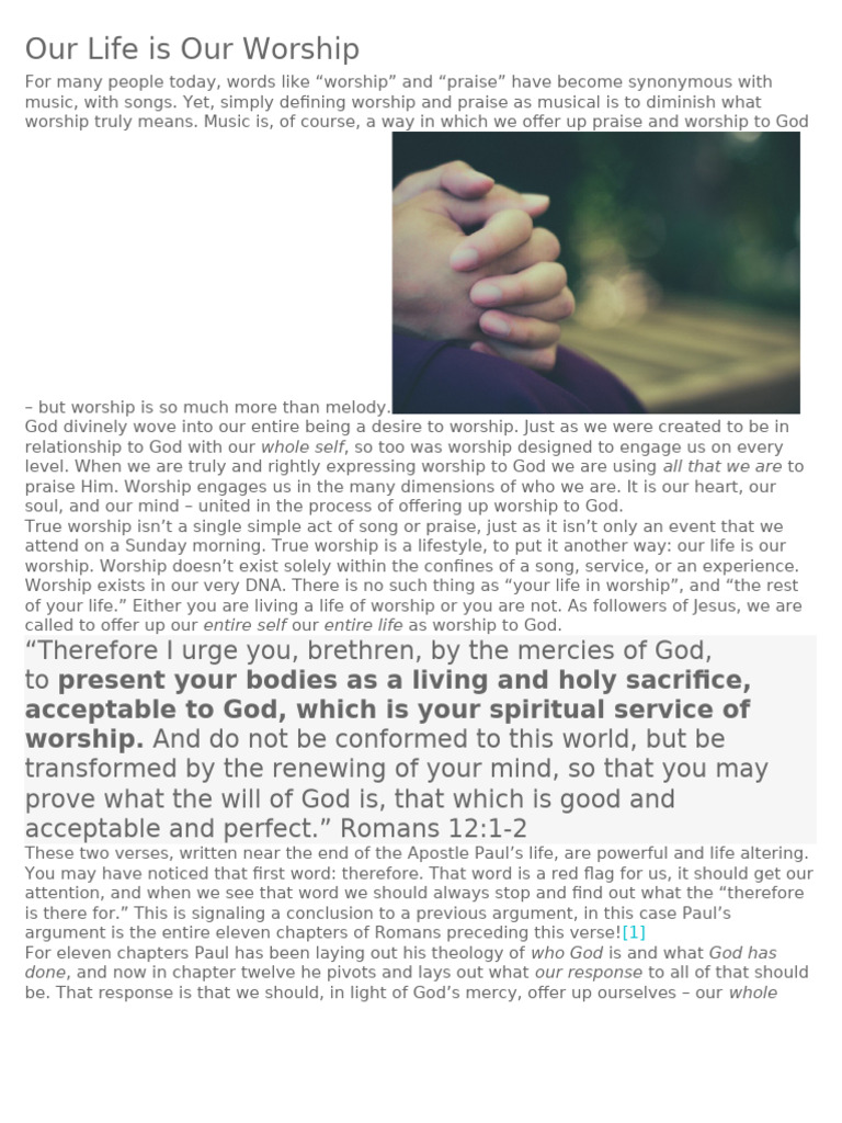 Our Life Is Our Worship 1 | PDF