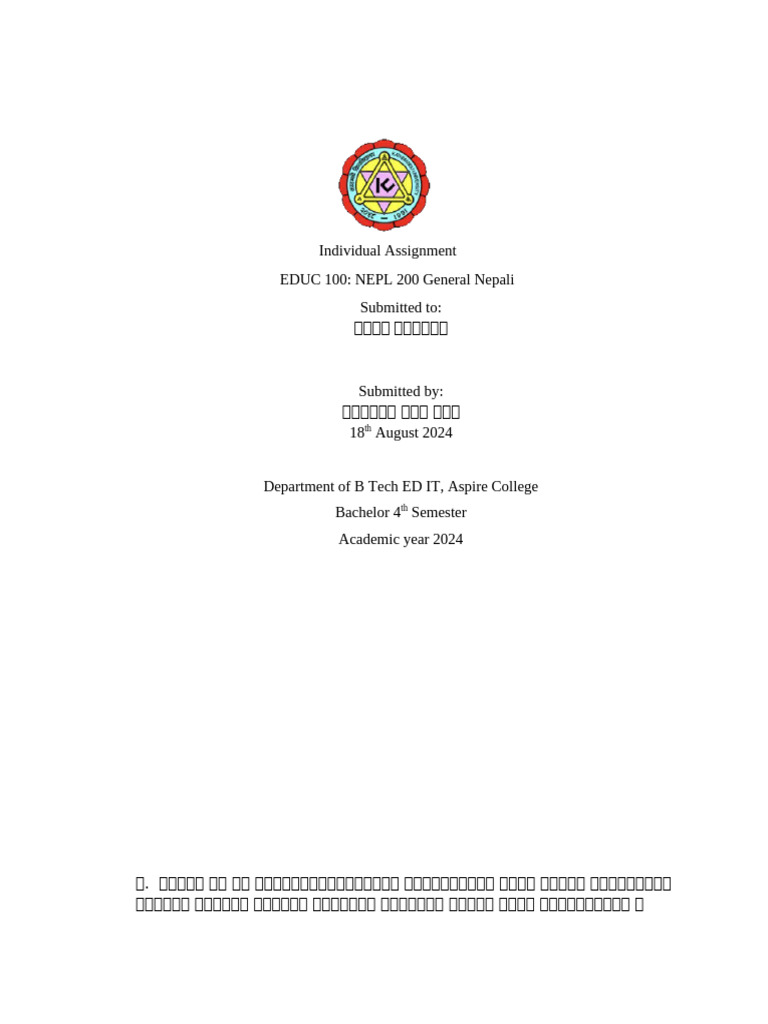 Nepali Assignment - Final | PDF