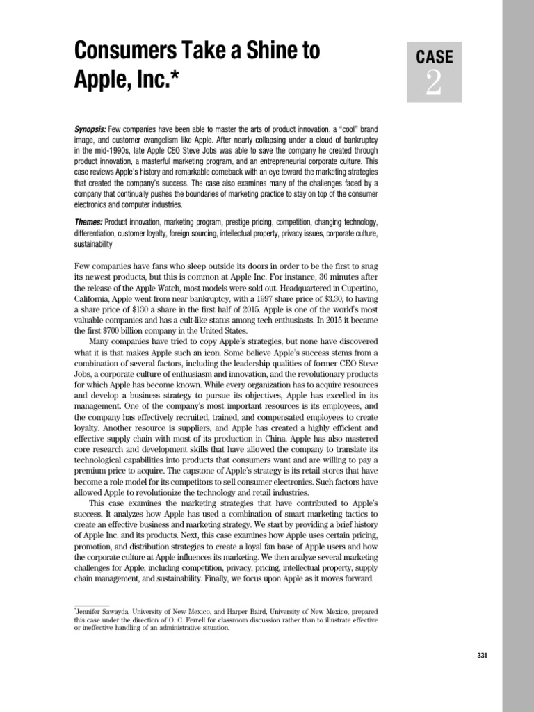 Case 2 - Consumers Take A Shine To Apple, Inc. | PDF | Apple Inc ...