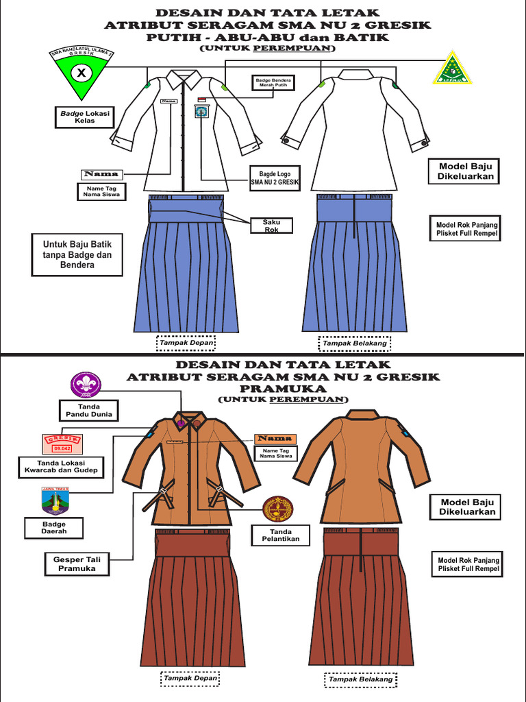 Desain dan Tata Letak Atribut Seragam Putri | PDF