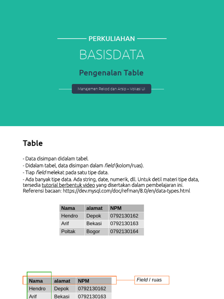Pengenalan Table | PDF