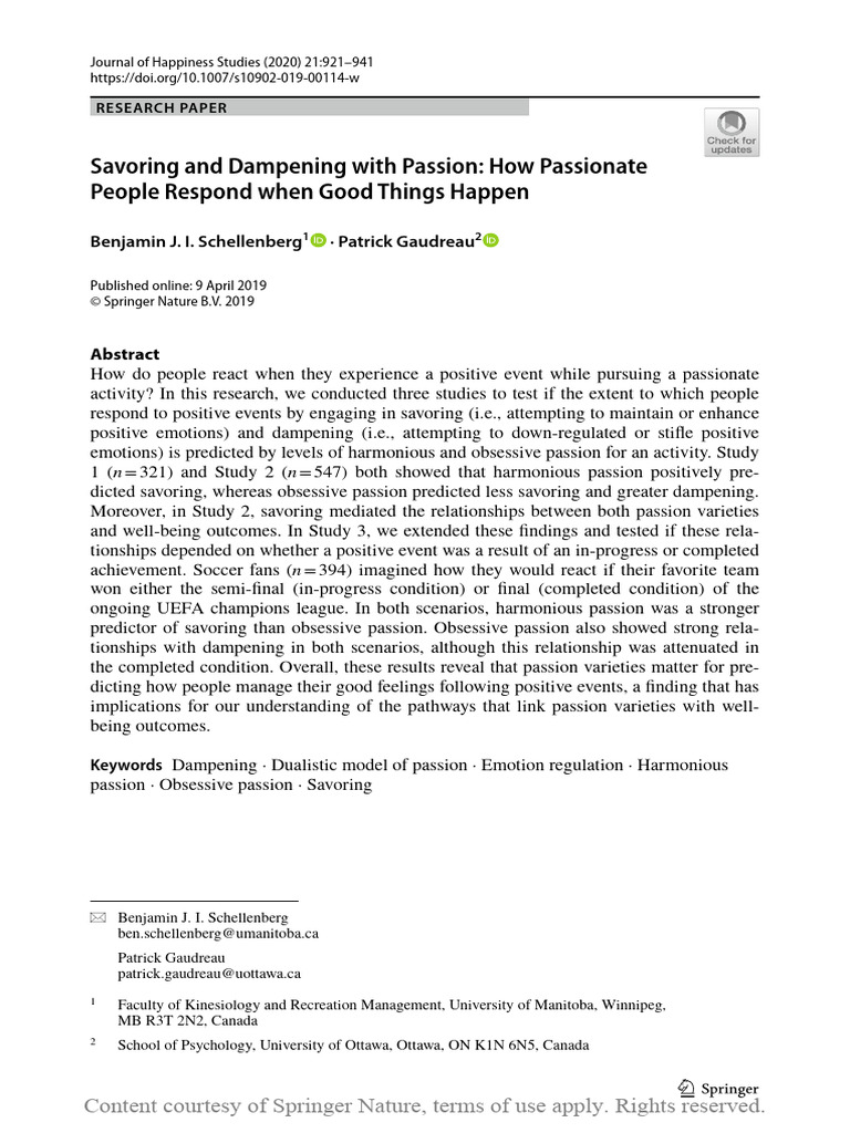 Savoring and Dampening With Passion | PDF | Goal | Science & Mathematics