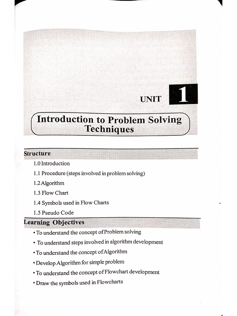 UNIT 1-Introduction To Problem Solving Techniques.'' PROBLEM SOLVING ...