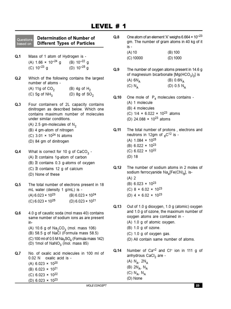 Mole Concept-1 | PDF
