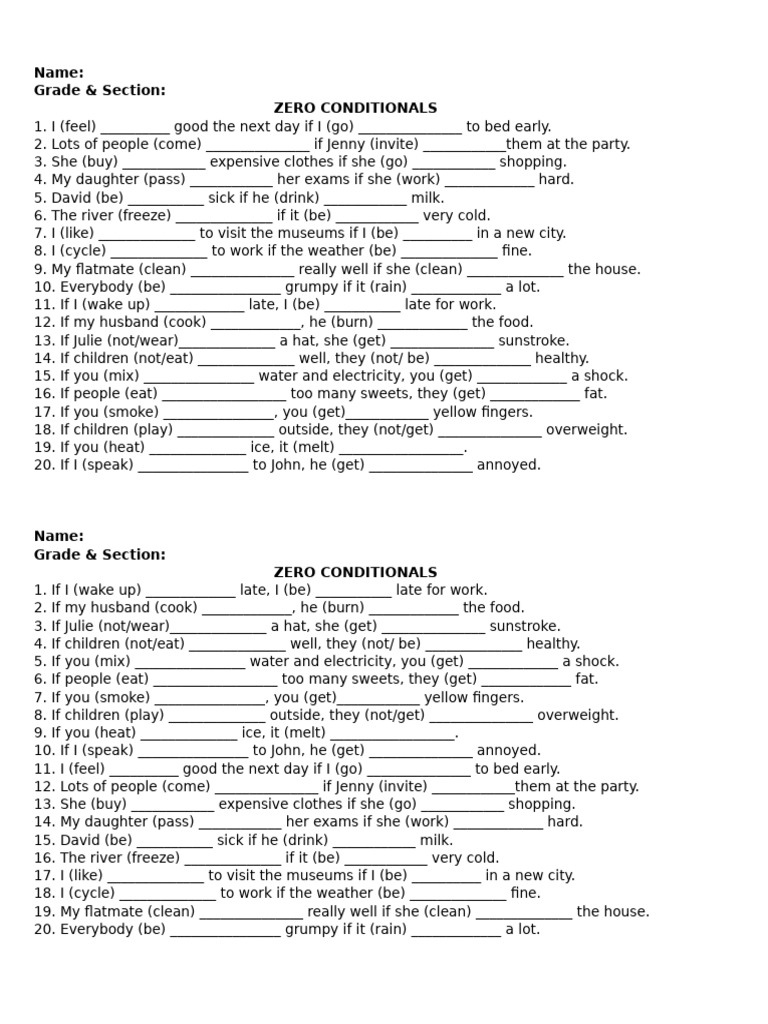 Quiz-1 Zero Conditionals | PDF