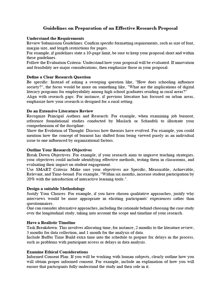 Guidelines On Preparation of An Effective Research Proposal | PDF