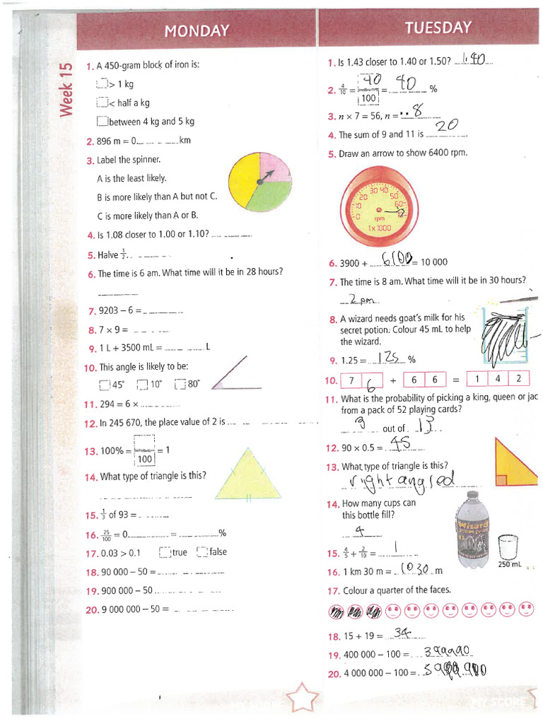 Mental Maths Mon - Tues | PDF