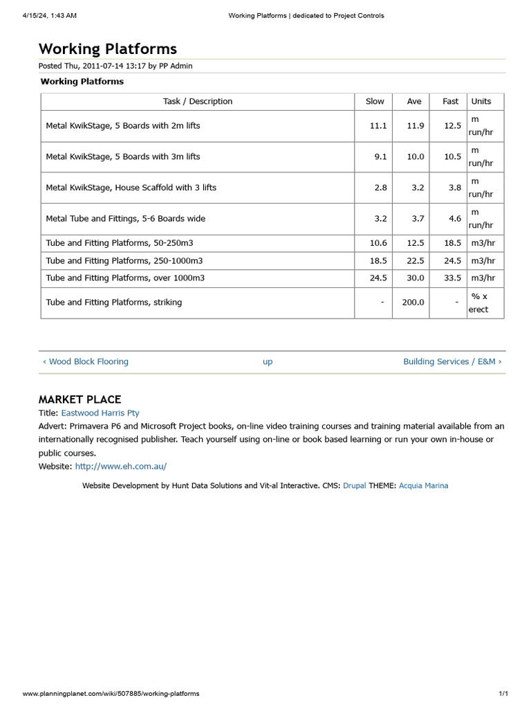 Working Platforms _ dedicated to Project Controls | PDF