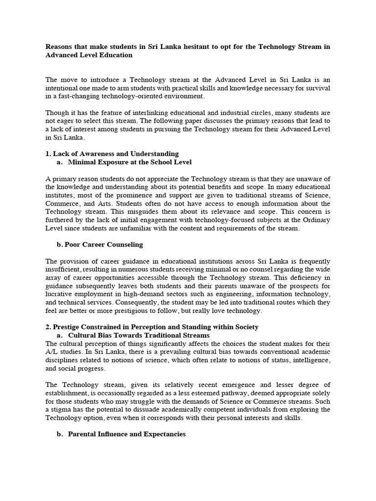 Reasons That Make Students In Sri Lanka Hesitant To Opt For The