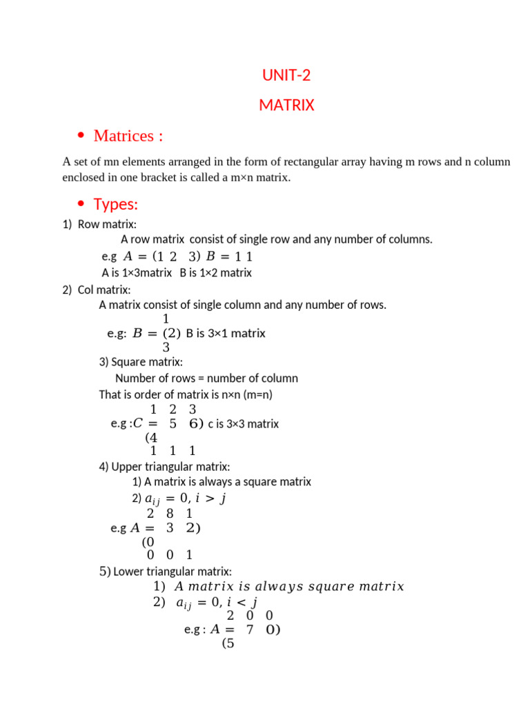 linear algebra unit 2 | PDF