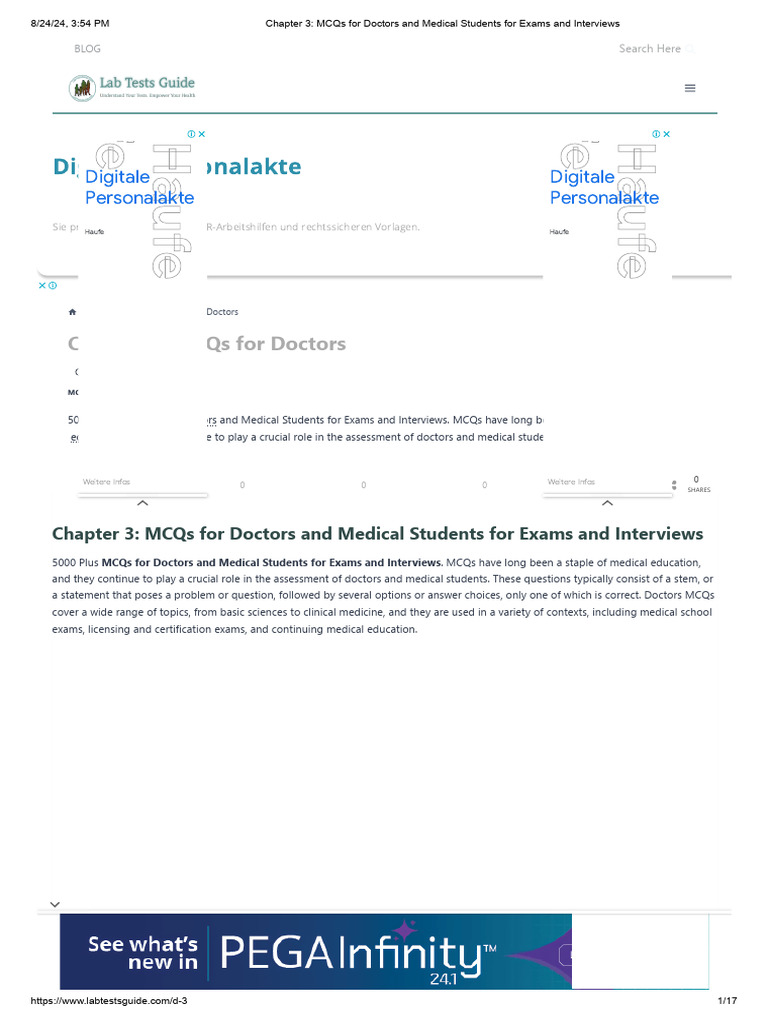 Chapter 3 - MCQs For Doctors and Medical Students For Exams and Interviews | PDF