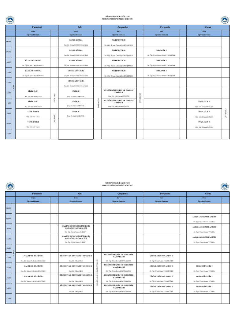 Makeson 2023-2024 Bahar Lisans Ders Programi 1 | PDF