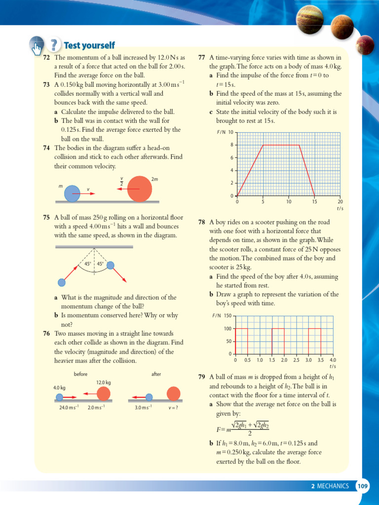 Momentum and Impulse Problems From Physics by Tsokos | PDF