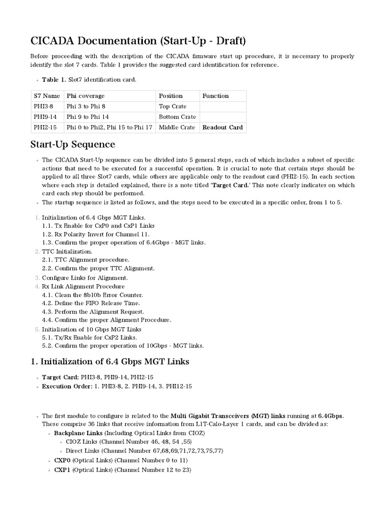 CICADA Documentation (Start-Up - Draft) | PDF