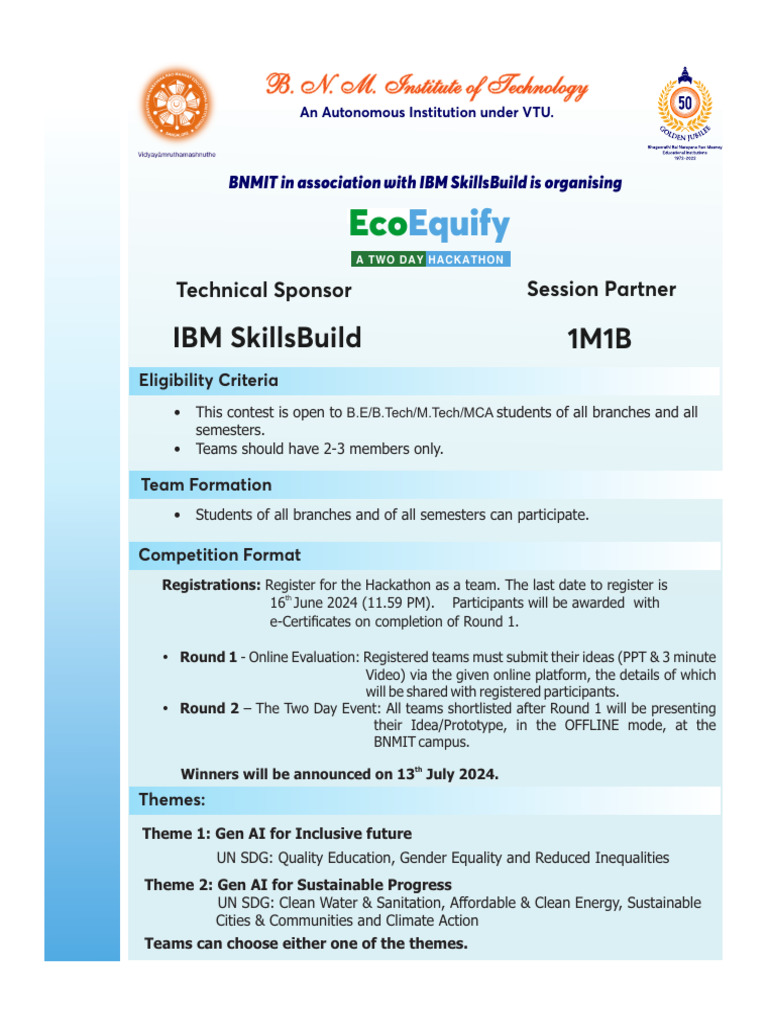 Ibm Hackathon Guidelines 2024 Fs Bnmit Pdf