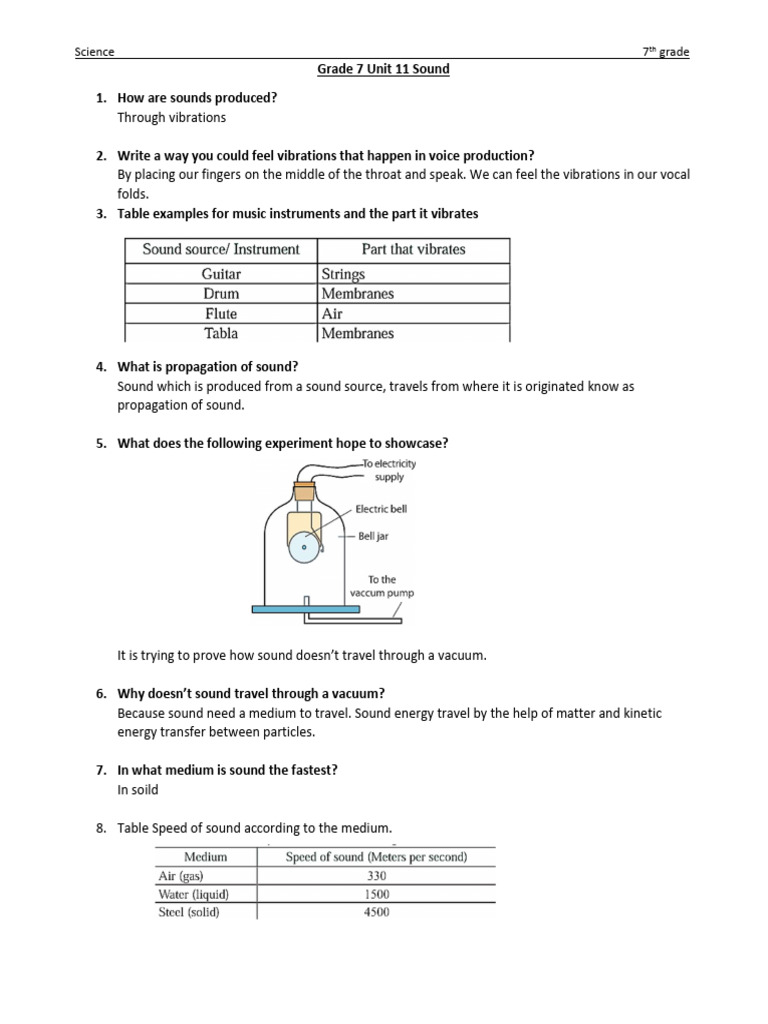 7th Grade Science: Understanding Sound | PDF