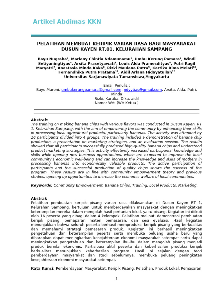 Template Artikel Abdimas KKN | PDF