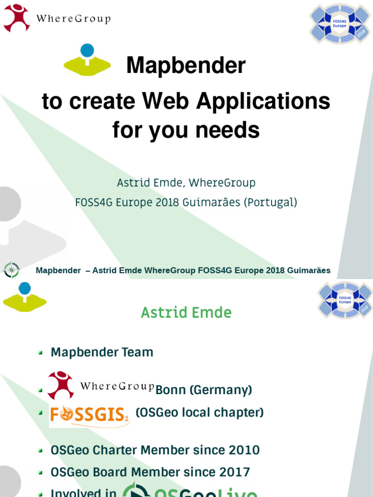 FOSS4GE Europe 2018 Mapbender AEmde | PDF