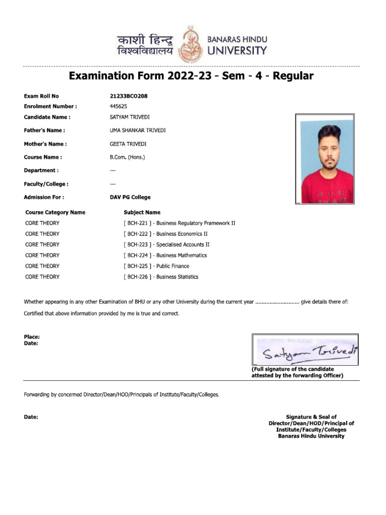 Examination Form | PDF