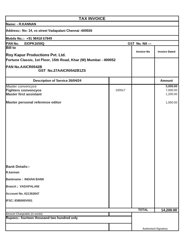 Blank Invoice Formate Copy Copy Copy 2 | PDF